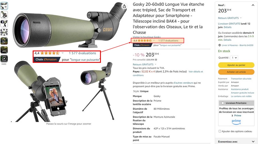 Avis sur la Gosky 20-30x60 - Vidéos, comparatifs... - Virée-Malin.fr